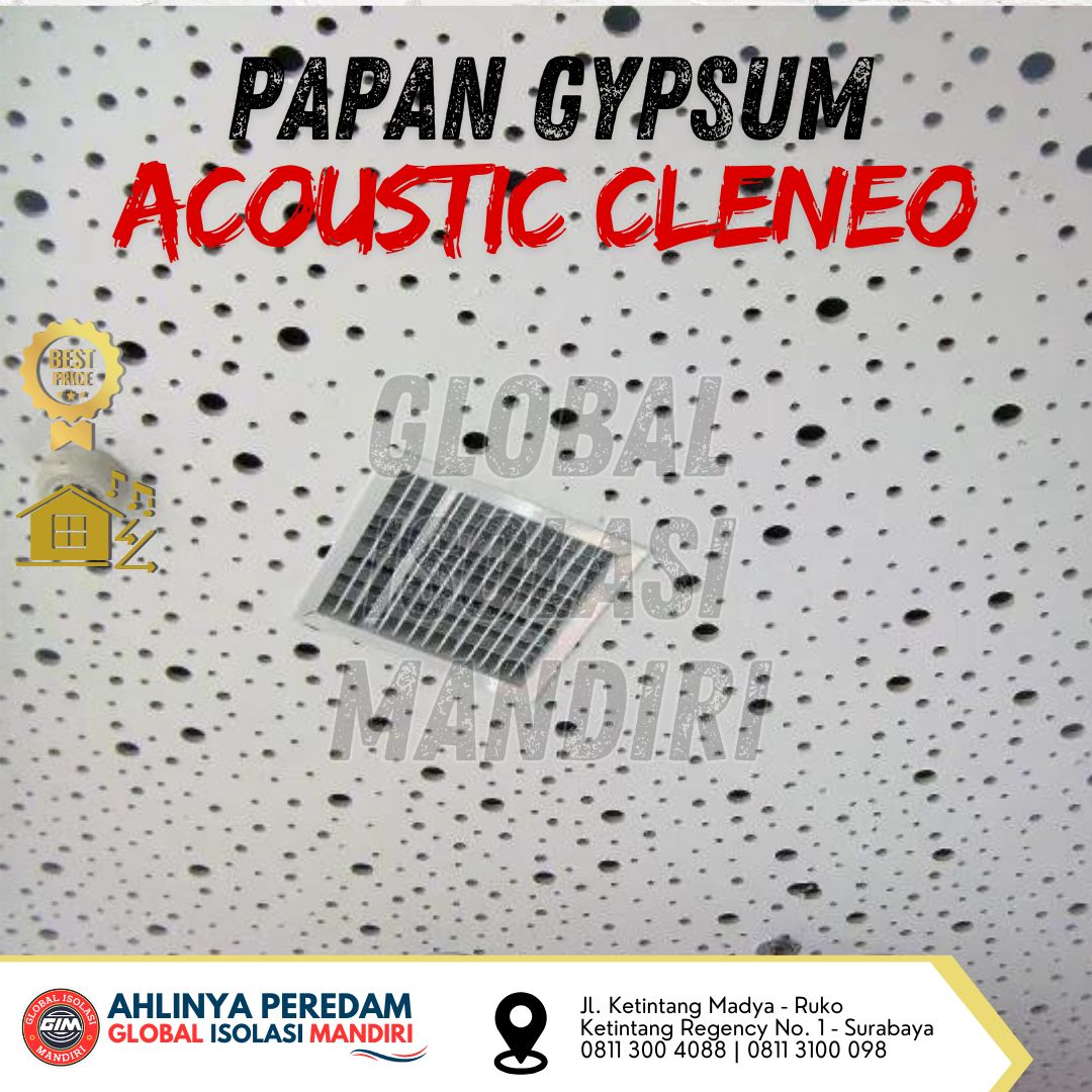 Papan Gypsum Plafon Akustik Cleneo 12mm Murah