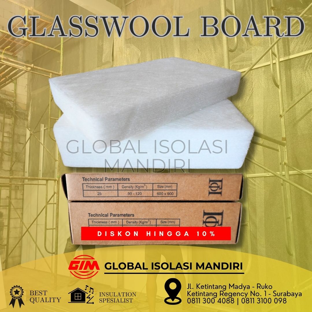 Glasswool Slab Density 120 Kg/m³ – Peredam Suara Premium