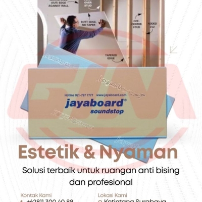 Gypsum Soundstop 12mm Jayaboard – Gypsum Kedap Suara Berkualitas Terbaik